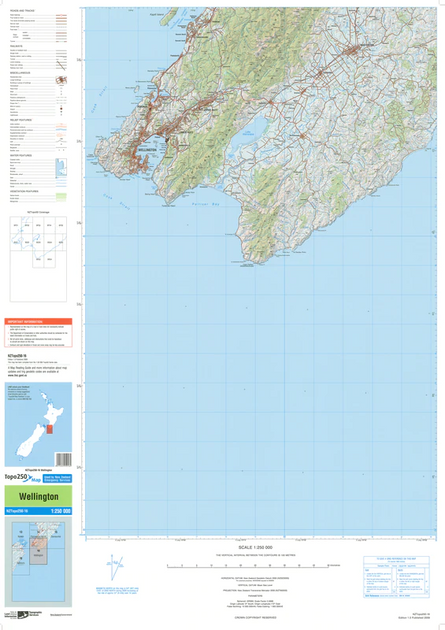 NZ Topo 250 Map 16 - Wellington | Gearshop NZ