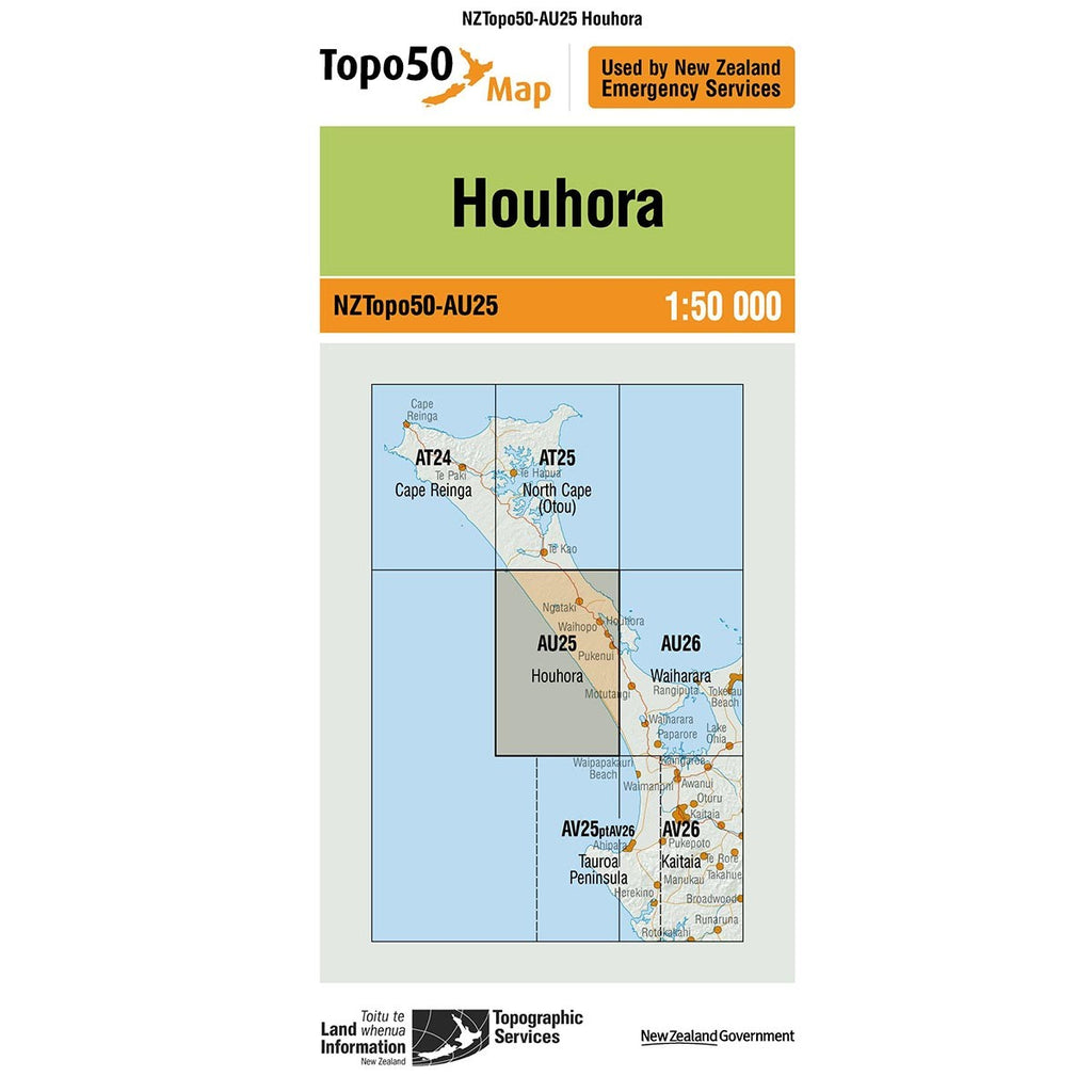 NZ Topo 50 Map AU25 Houhora | Gearshop NZ