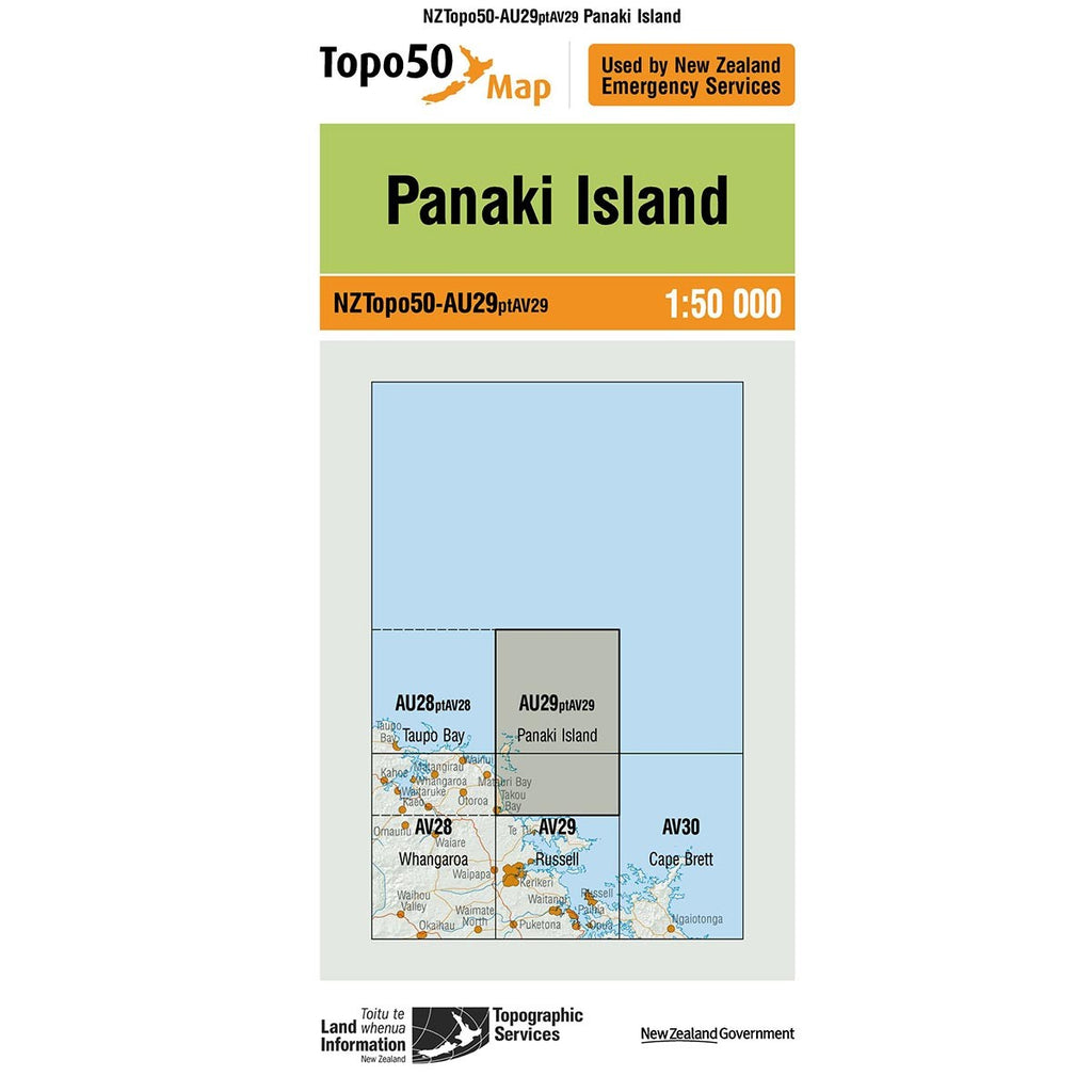 NZ Topo 50 Map AU29 Panaki Island | Gearshop NZ