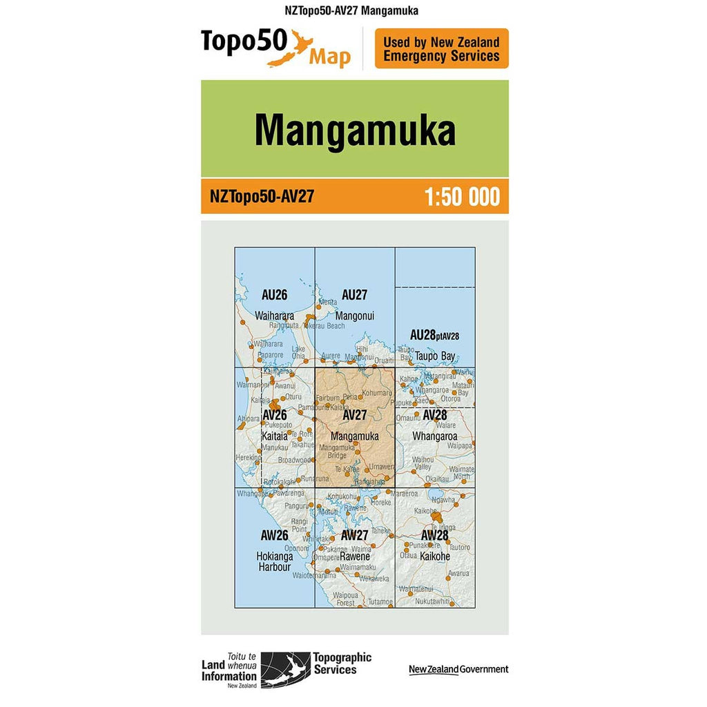 NZ Topo 50 Map AV27 Mangamuka