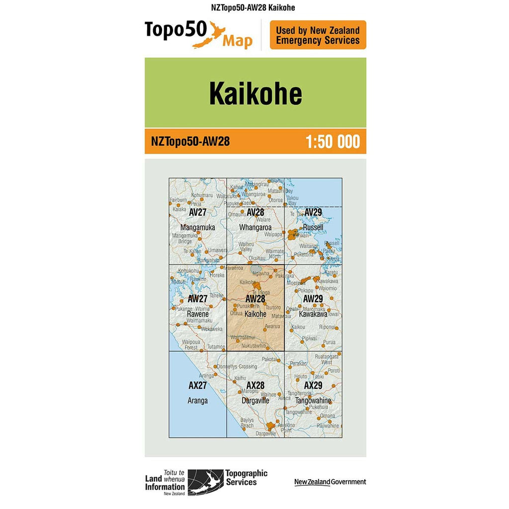NZ Topo 50 Map AW28 Kaikohe | Gearshop NZ
