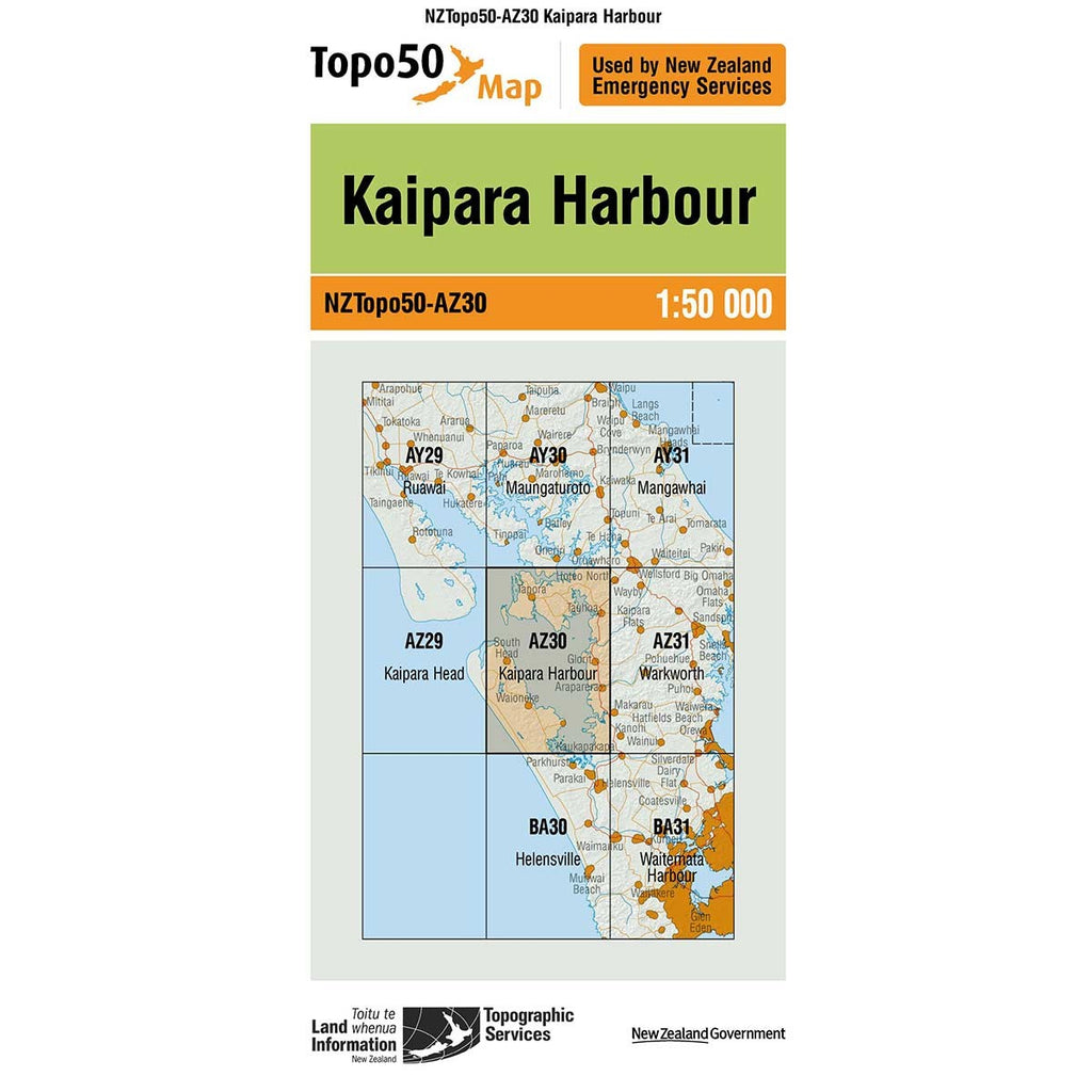 NZ Topo 50 Map AZ30 Kaipara Harbour | Gearshop NZ
