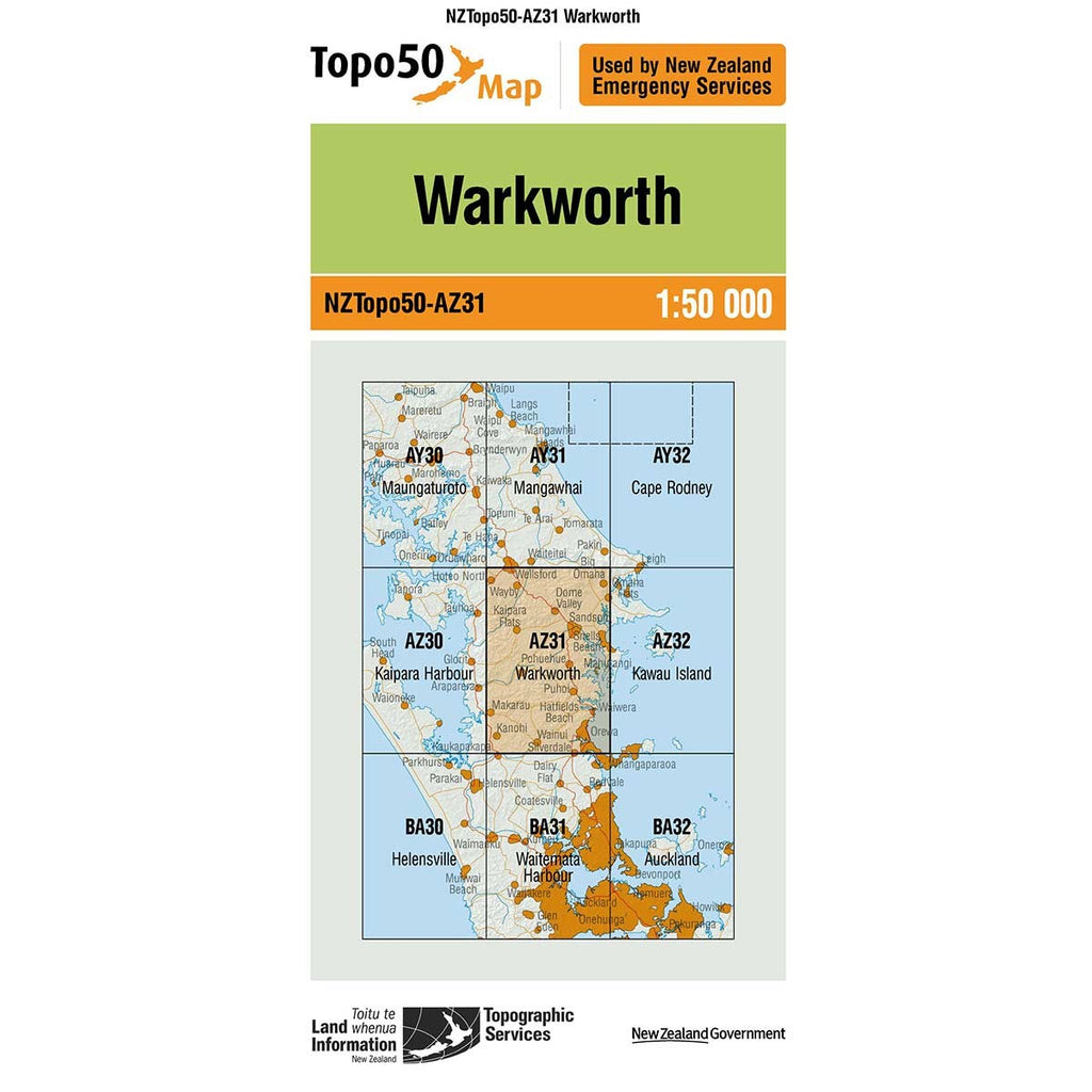 NZ Topo 50 Map AZ31 Warkworth