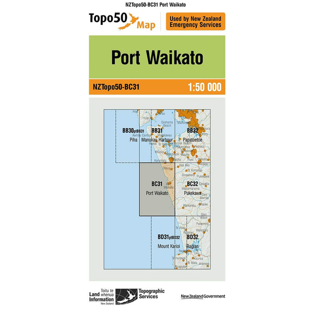 NZ Topo 50 Map BC31 Port Waikato | Gearshop NZ