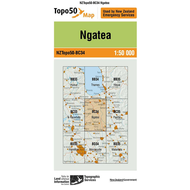 NZ Topo 50 Map BC34 Ngatea | Gearshop NZ
