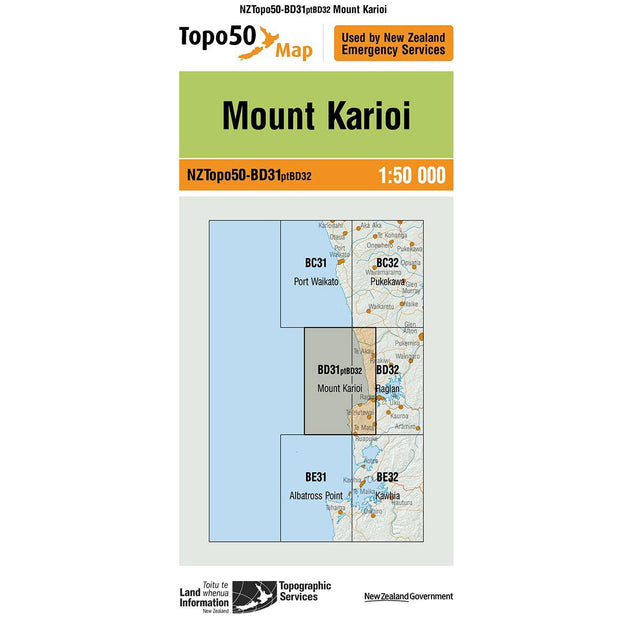 NZ Topo 50 Map BD31 Mount Karioi | Gearshop NZ