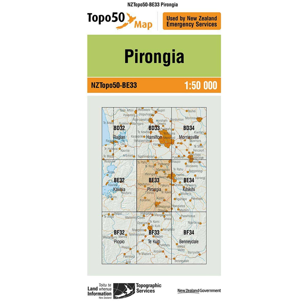 NZ Topo 50 Map BE33 Pirongia