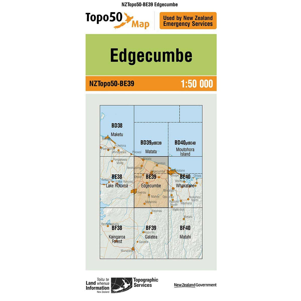 NZ Topo 50 Map BE39 Edgecumbe | Gearshop NZ