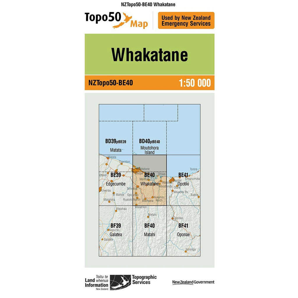 NZ Topo 50 Map BE40 Whakatane | Gearshop NZ