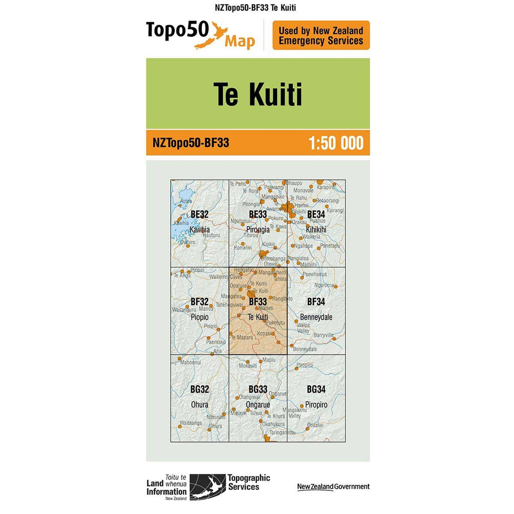 NZ Topo 50 Map BF33 Te Kuiti | Gearshop NZ