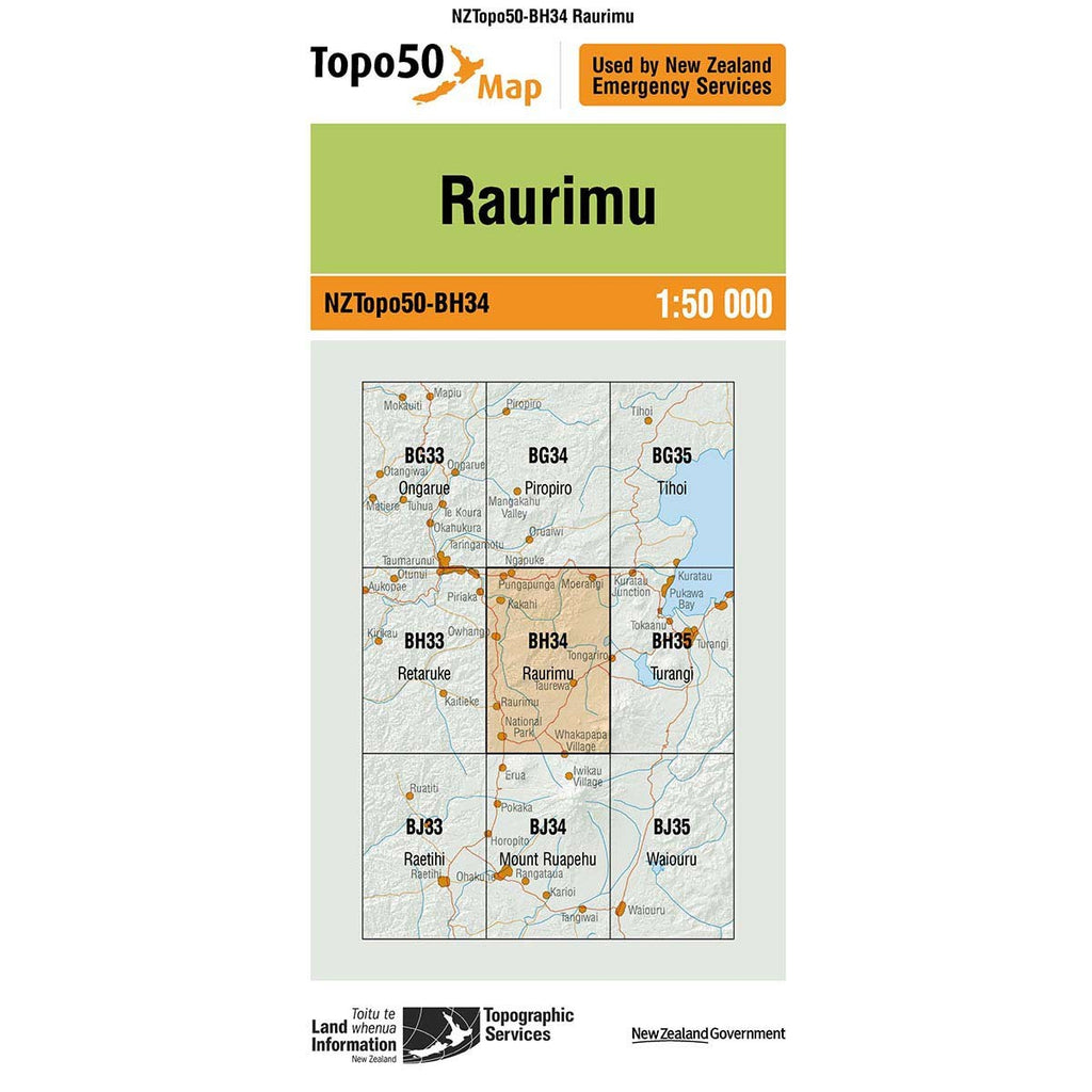 NZ Topo 50 Map BH34 Raurimu