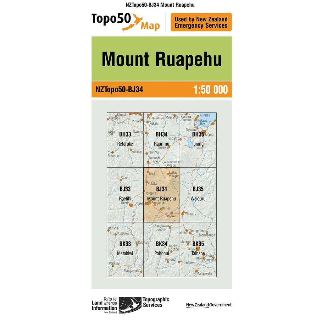 NZ Topo 50 Map BJ34 Mt Ruapehu