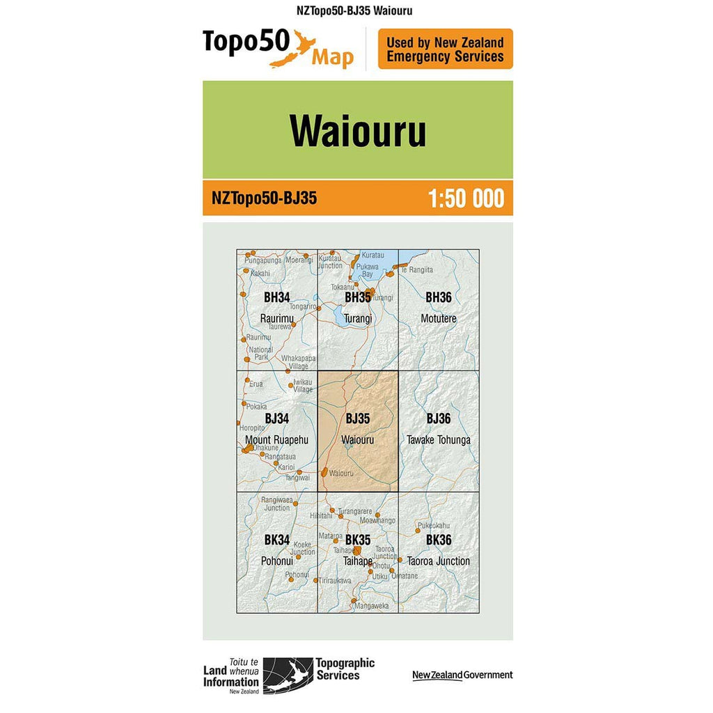 NZ Topo 50 Map BJ35 Waiouru | Gearshop NZ