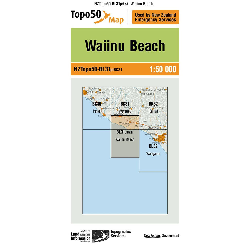 NZ Topo 50 Map BL31 Waiinu Beach | Gearshop NZ