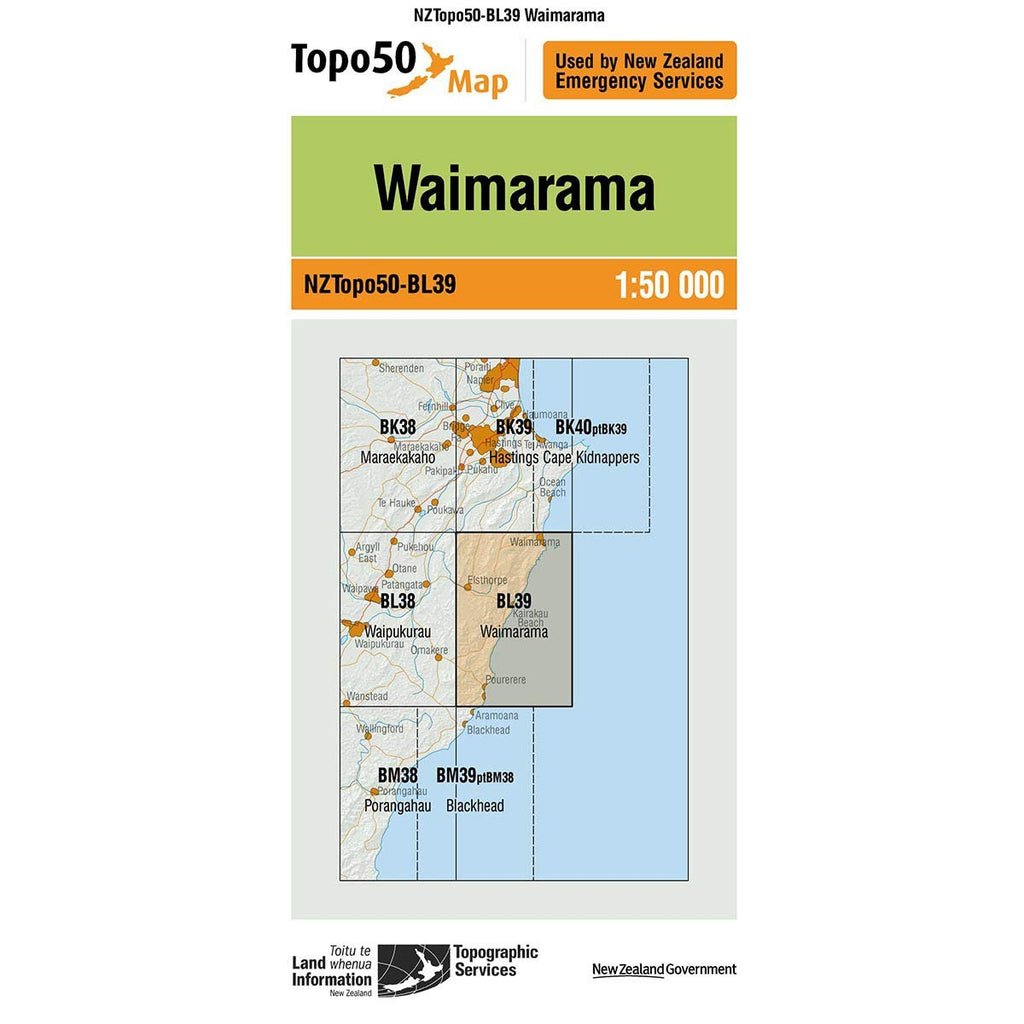 NZ Topo 50 Map BL39 Waimarama | Gearshop NZ