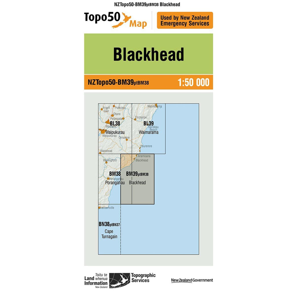 NZ Topo 50 Map BM39 Blackhead | Gearshop NZ
