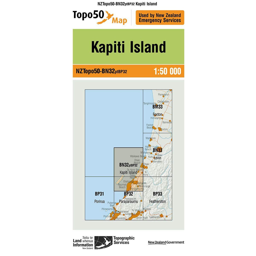 NZ Topo 50 Map BN32 Kapiti Island | Gearshop NZ