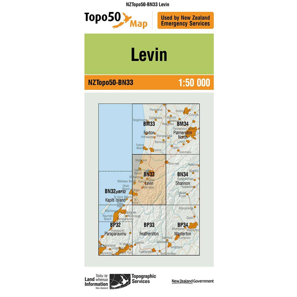 NZ Topo 50 Map BN33 Levin | Gearshop NZ