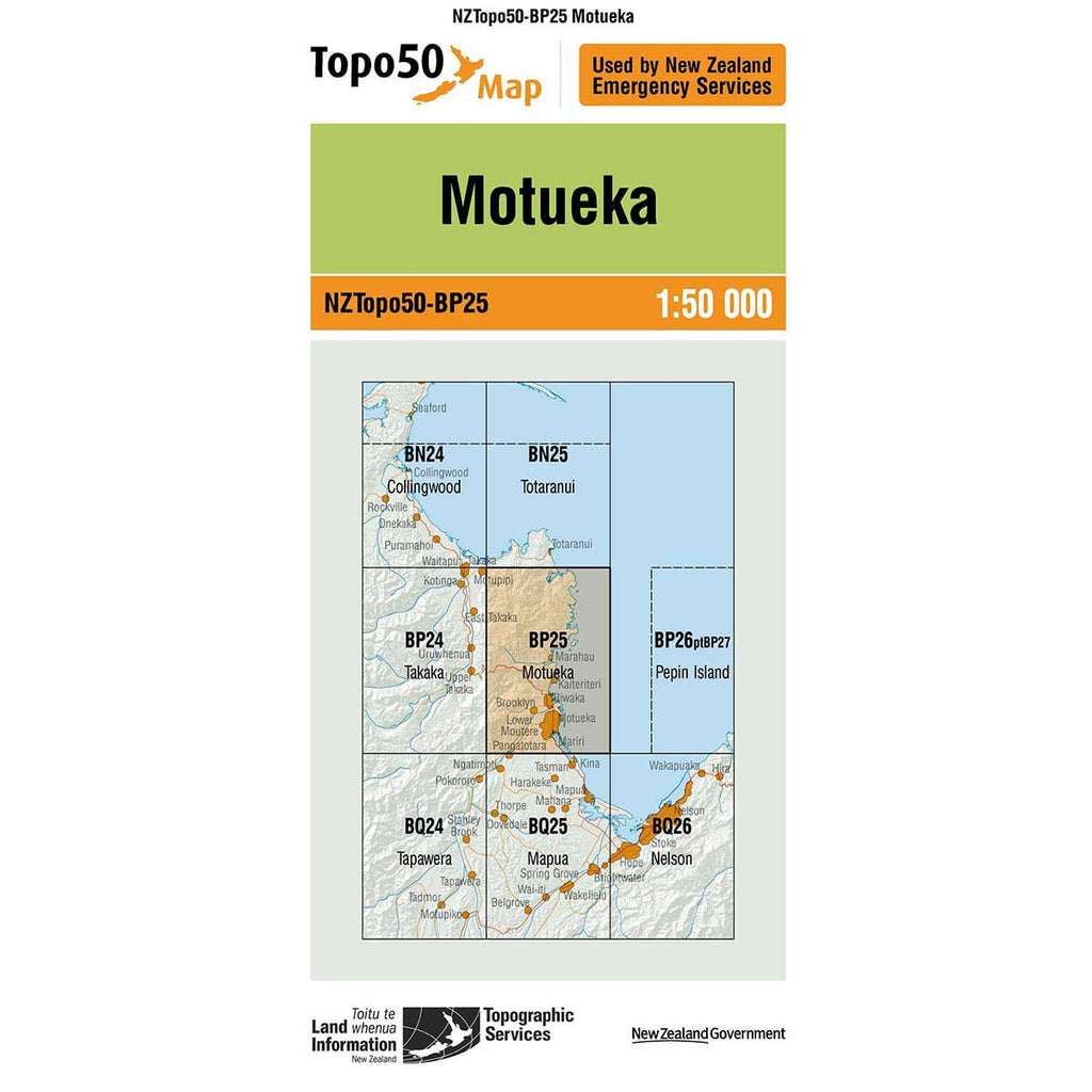 NZ Topo 50 Map BP25 Motueka | Gearshop NZ