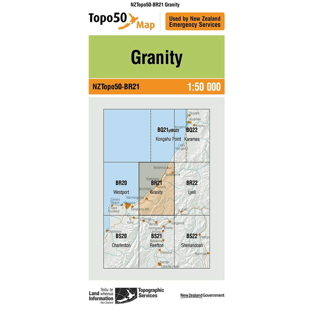 NZ Topo 50 Map BR21 Granity | Gearshop NZ