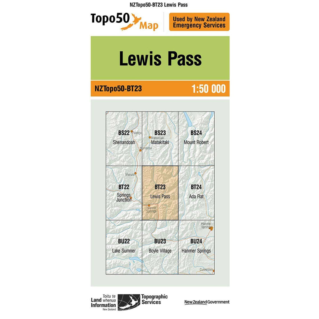 NZ Topo 50 Map BT23 Lewis Pass