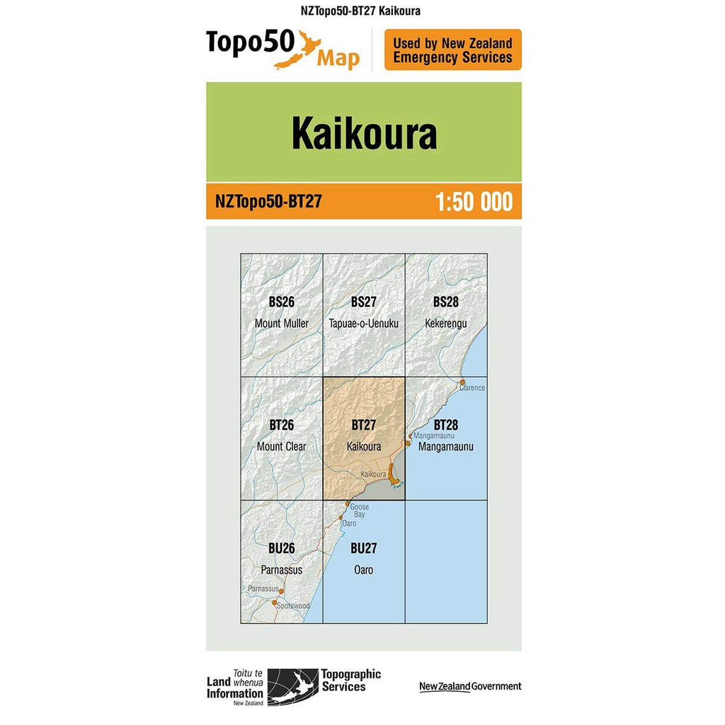 NZ Topo 50 Map BT27 Kaikoura | Gearshop NZ