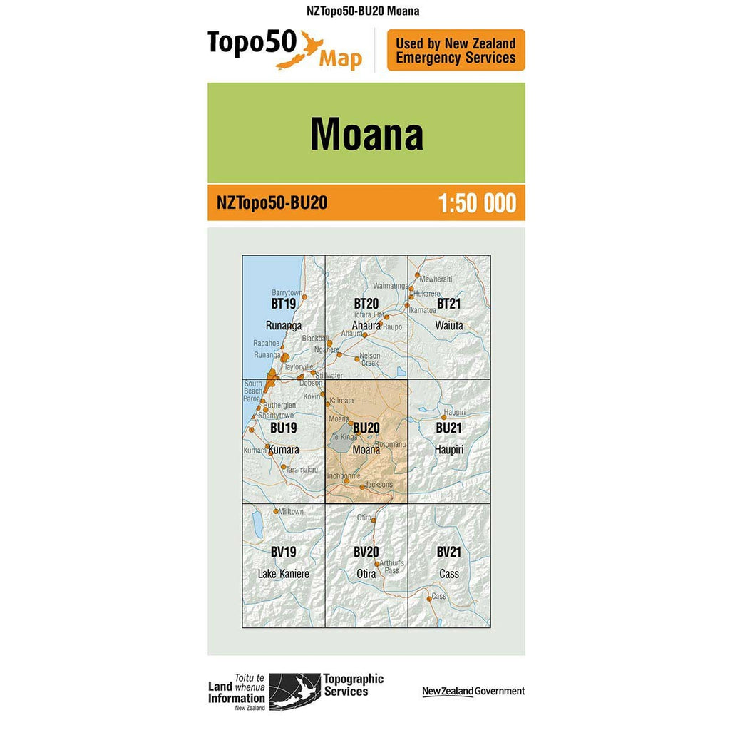 NZ Topo 50 Map BU20 Moana | Gearshop NZ