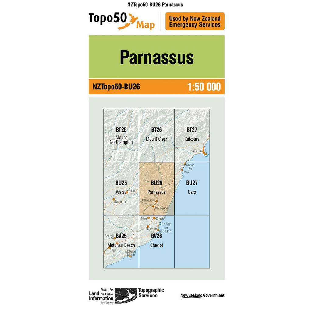 NZ Topo 50 Map BU26 Parnassus | Gearshop NZ