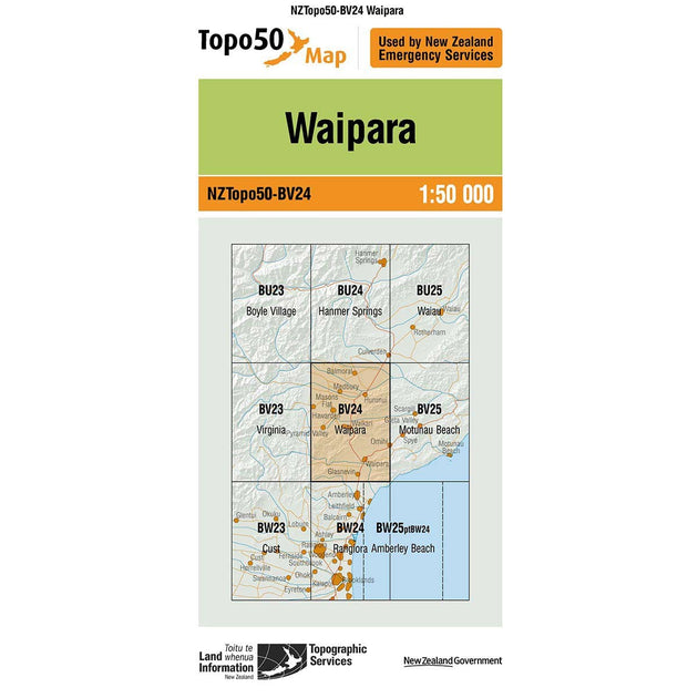 NZ Topo 50 Map BV24 Waipara | Gearshop NZ