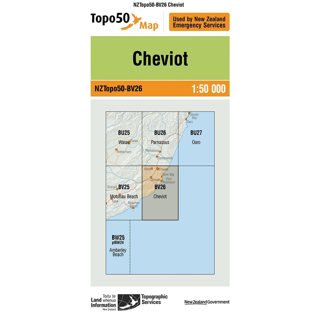 NZ Topo 50 Map BV26 Cheviot | Gearshop NZ