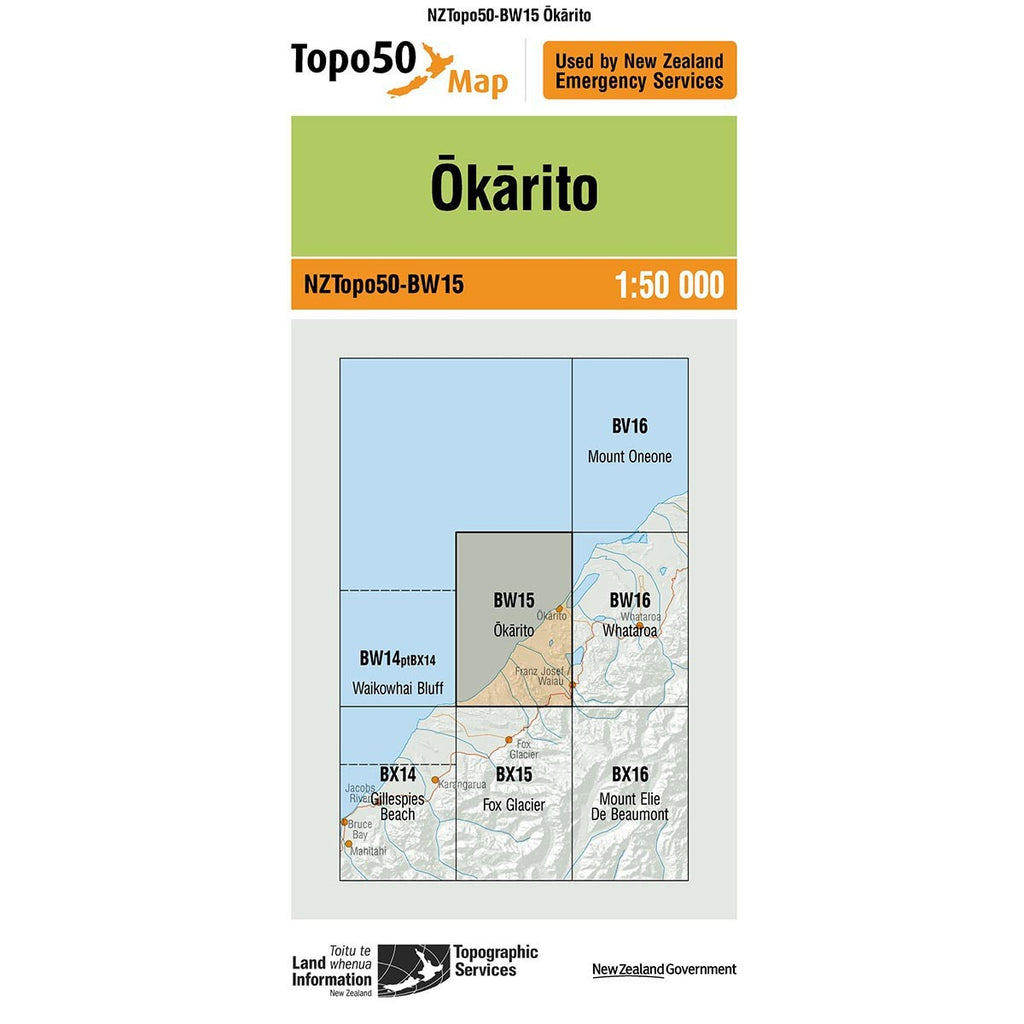 NZ Topo 50 Map BW15 Okarito | Gearshop NZ