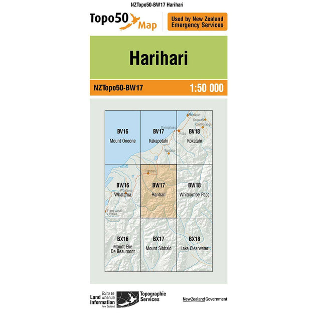 NZ Topo 50 Map BW17 Harihari | Gearshop NZ