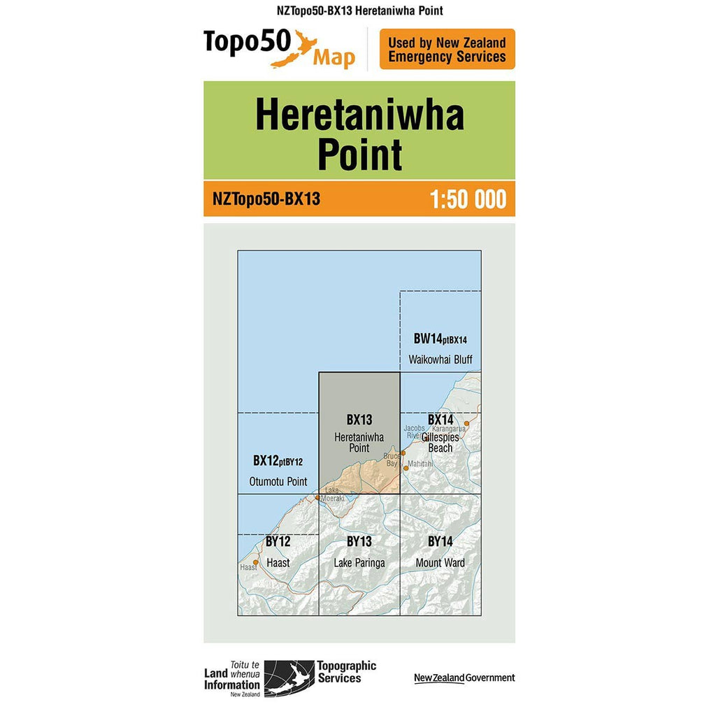 NZ Topo 50 Map BX13 Heretaniwha Point | Gearshop NZ