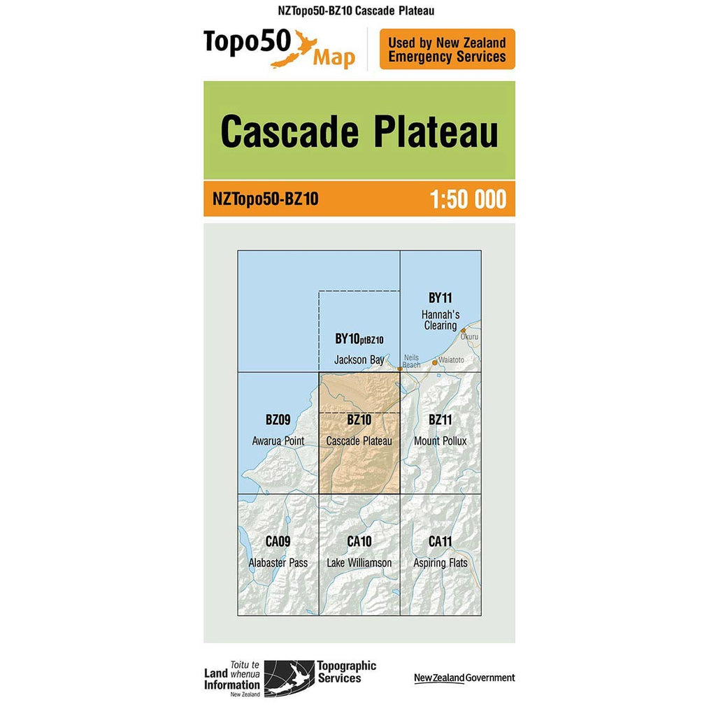 NZ Topo 50 Map BZ10 Cascade Plateau