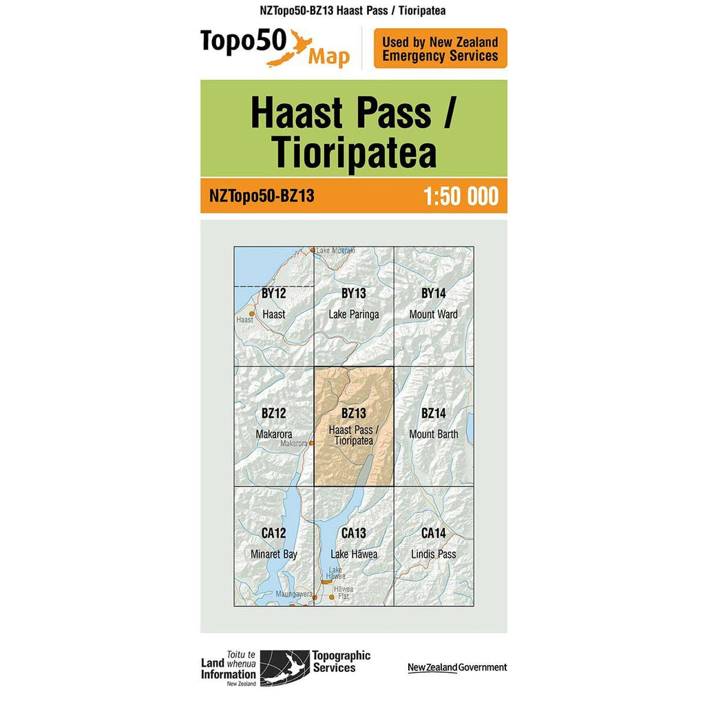 NZ Topo 50 Map BZ13 Haast Pass / Tioripatea | Gearshop NZ