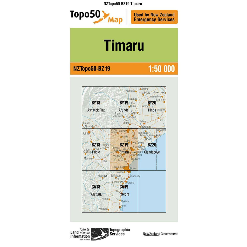 NZ Topo 50 Map BZ19 Timaru | Gearshop NZ