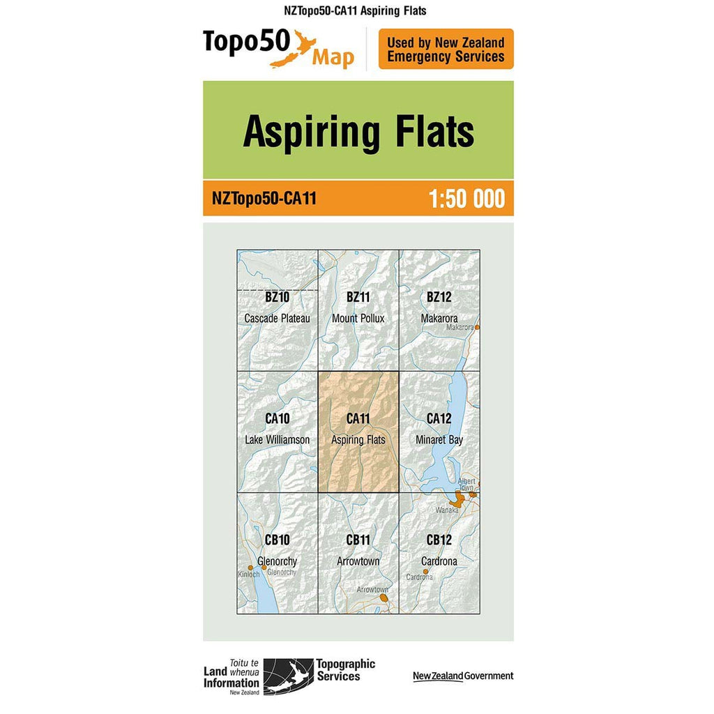 NZ Topo 50 Map CA11 Aspiring Flats | Gearshop NZ