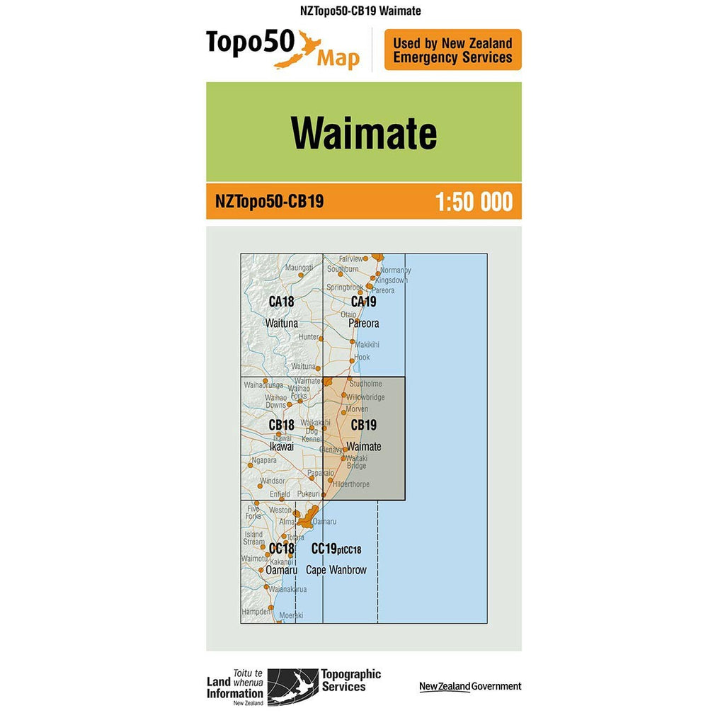 NZ Topo 50 Map CB19 Waimate | Gearshop NZ
