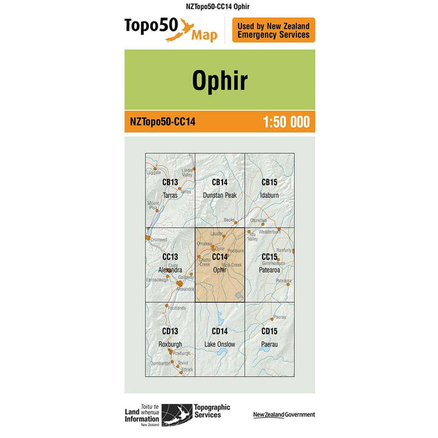 NZ Topo 50 Map CC14 Ophir | Gearshop NZ