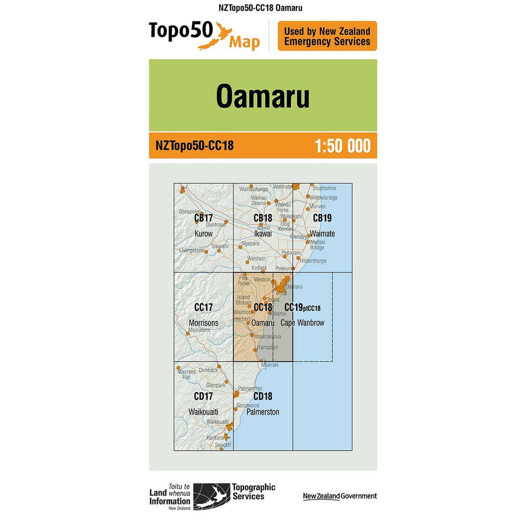 NZ Topo 50 Map CC18 Oamaru | Gearshop NZ