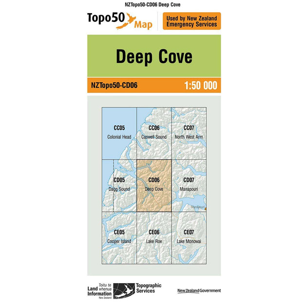 NZ Topo 50 Map CD06 Deep Cove | Gearshop NZ
