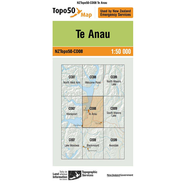 NZ Topo 50 Map CD08 Te Anau | Gearshop NZ