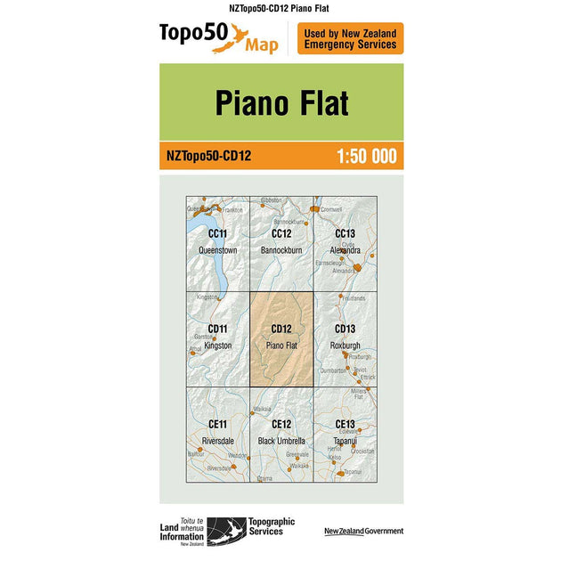 NZ Topo 50 Map CD12 Piano Flat | Gearshop NZ