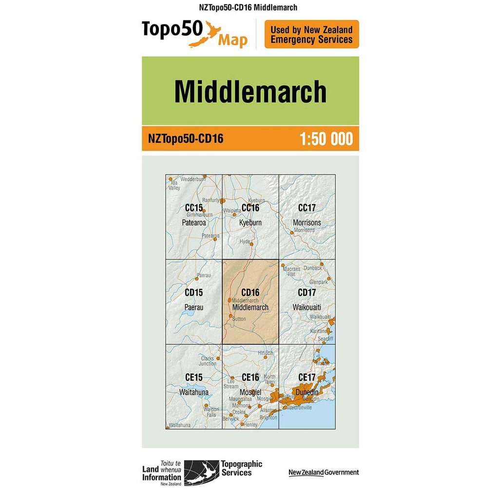 NZ Topo 50 Map CD16 Middlemarch | Gearshop NZ