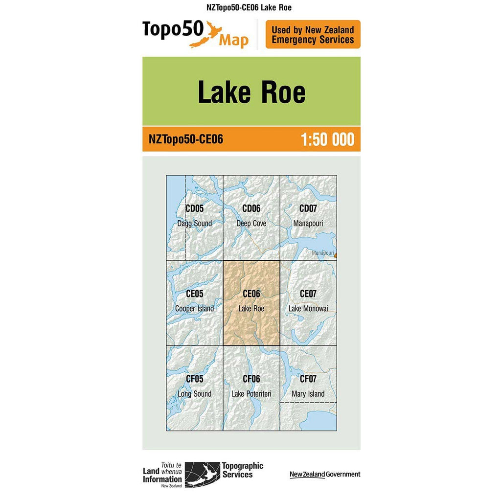 NZ Topo 50 Map CE06 Lake Roe | Gearshop NZ