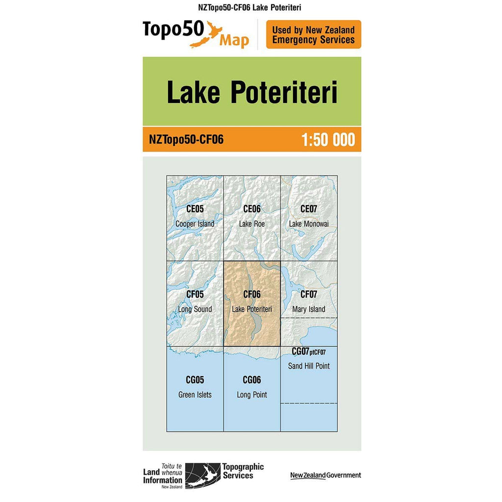 NZ Topo 50 Map CF06 Lake Poteriteri | Gearshop NZ