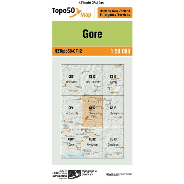 NZ Topo 50 Map CF12 Gore | Gearshop NZ