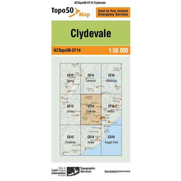 NZ Topo 50 Map CF14 Clydevale | Gearshop NZ