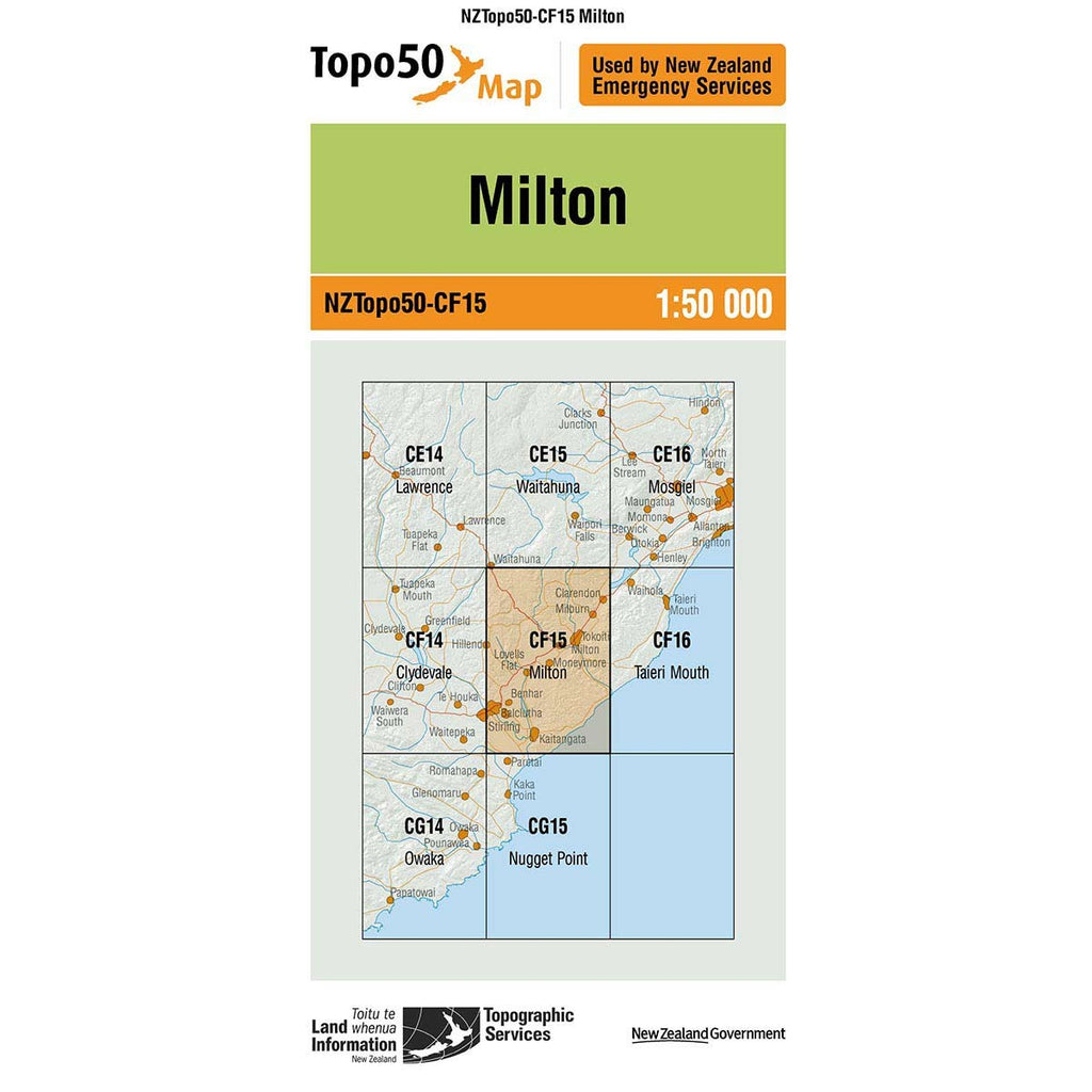 NZ Topo 50 Map CF15 Milton | Gearshop NZ