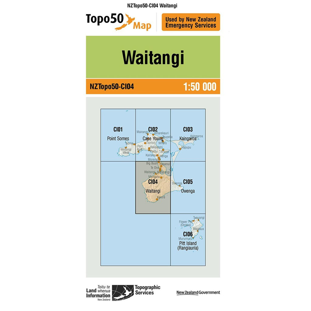 NZ Topo 50 Map CI04 Waitangi | Gearshop NZ